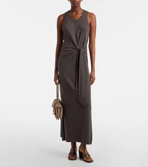 LISA YANG Angeline Cotton And Cashmere Maxi Dress - Brown