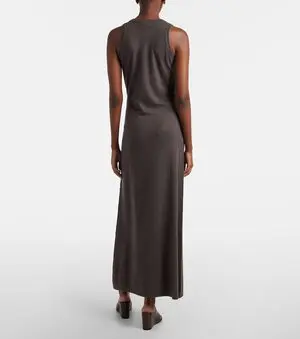 LISA YANG Angeline Cotton And Cashmere Maxi Dress - Brown