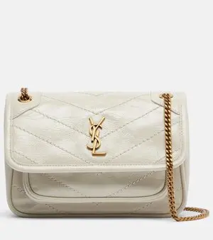 Saint Laurent Niki Cassandre Mini Leather Shoulder Bag - White