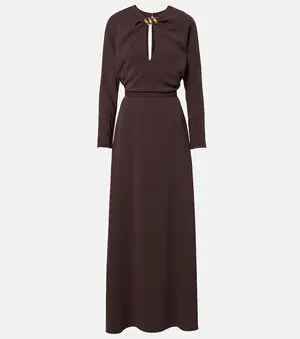 Max Mara Embellished Cady Maxi Dress - Brown