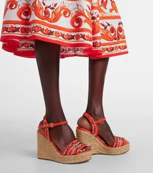 Dolce & Gabbana Embroidered Floral Espadrille Wedges