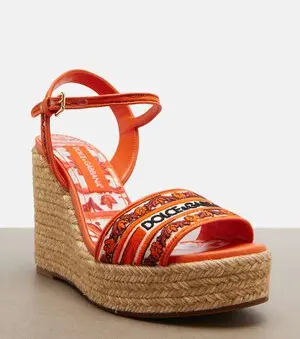 Dolce & Gabbana Embroidered Floral Espadrille Wedges
