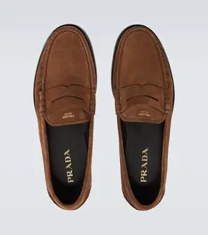 Prada Suede Penny Loafers