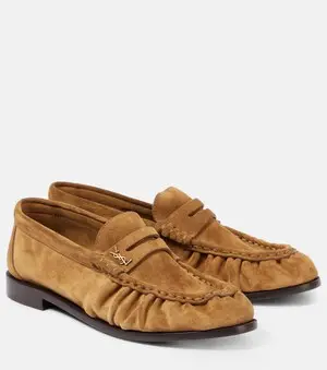 Saint Laurent Le Loafer Suede Penny Loafers - Brown