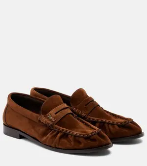 Saint Laurent Le Loafer Suede Penny Loafers - Brown