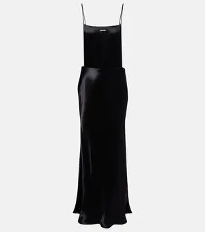 Miu Miu Satin Slip Maxi Dress - Black