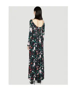 Rabanne Rose-print Ruched Maxi Dress