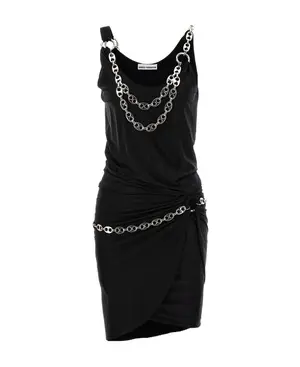 Rabanne Chain Embellished Sleeveless Mini Dress - Black