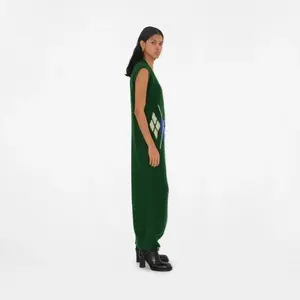 Burberry Argyle Intarsia V-neck Maxi Dress - Blue