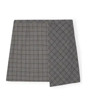 GANNI Checked Wool Miniskirt
