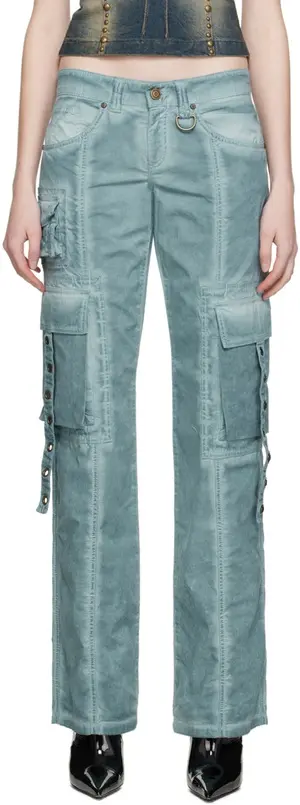 Blumarine Low-rise Cargo Jeans With Decorative Eyelets