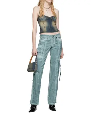Blumarine Low-rise Cargo Jeans With Decorative Eyelets