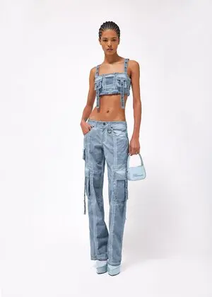 Blumarine Low-rise Cargo Jeans With Decorative Eyelets