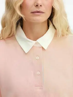 Gant Long Sleeve Polo Top With Contrast Collar - Pink