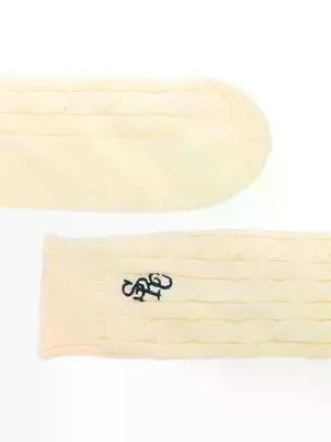 SPORTY & RICH Cable-knit Logo Socks - Yellow