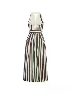 Cara Cara Quentin Midi Striped Belted Dress - Brown