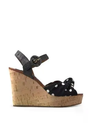 Dolce & Gabbana Polka Dot Knot Wedge Sandals