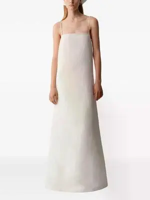 Calvin Klein Off-white Spaghetti Strap Square Neck Dress