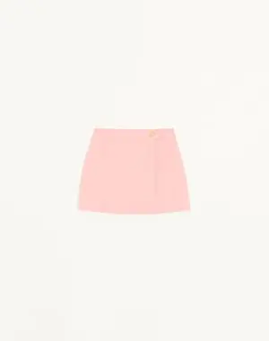 Valentino Garavani Mini Wrap Skirt In Wool Crepe With Double Vgold Detail