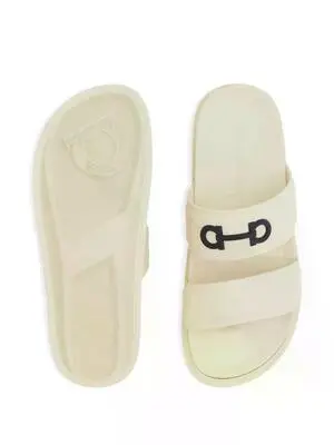 FERRAGAMO Gancini Ornament Calfskin Slides