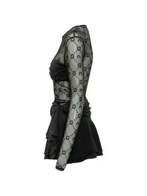 MARINE SERRE Moonogram Sheer Long Sleeve Dress