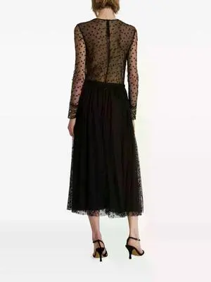 Alberta Ferretti Polka Dot Sheer Mesh Top