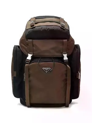 Prada Re-nylon Backpack With Logo Plaque - Black