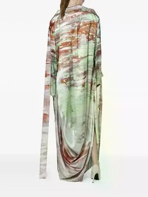 ROKSANDA Catalina Abstract Print Maxi Draped Dress
