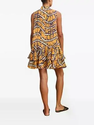 ALEMAIS Alemas Tiered Ruffle Abstract Print Mini Dress