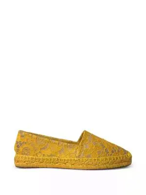Dolce & Gabbana Floral Lace Espadrilles - Yellow