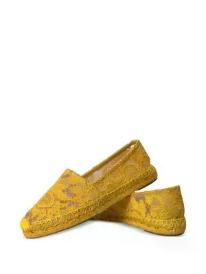 Dolce & Gabbana Floral Lace Espadrilles - Yellow