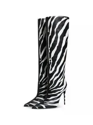 Dolce & Gabbana Zebra-print Leather Knee-high Stiletto Boots