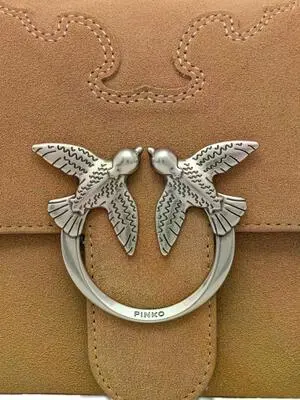 Pinko Suede Shoulder Bag With Love Birds Clasp