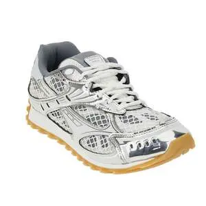 Bottega Veneta Orbit Sneakers With Metallized Leather-effect Details - Silver