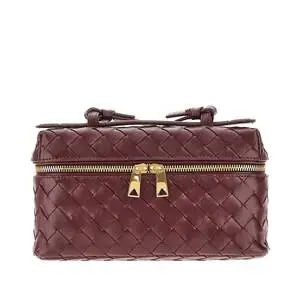 Bottega Veneta Intrecciato Leather Vanity Case Bag - Red