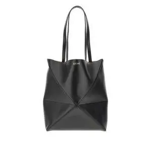 Loewe Medium Puzzle Fold Tote Bag - Black