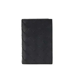 Bottega Veneta Intrecciato Leather Card Holder - Black