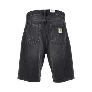 Carhartt Work In Progress Landon Denim Shorts With Worn Effect Wash - Black