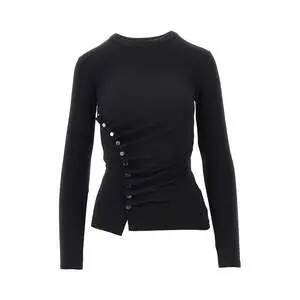 Rabanne Long-sleeved Jersey Top With Press-studs - Black