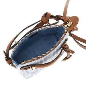 Fendi Ff Denim Mini Baguette Bag - Blue