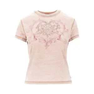 DIESEL® Embellished Burnout Effect T-shirt - Pink