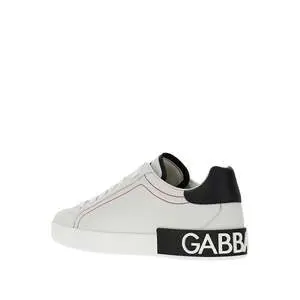 Dolce & Gabbana Portofino Leather Sneakers With Contrast Stitching