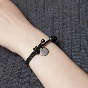 Bottega Veneta Woven Leather Bracelet With Logo Plaque