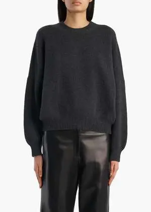 Khaite Margaux Cashmere Crewneck Pullover - Charcoal