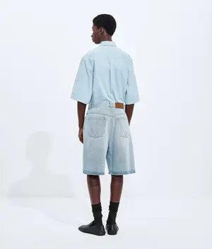 Bottega Veneta Sky Bleached Wide Leg Denim Shorts
