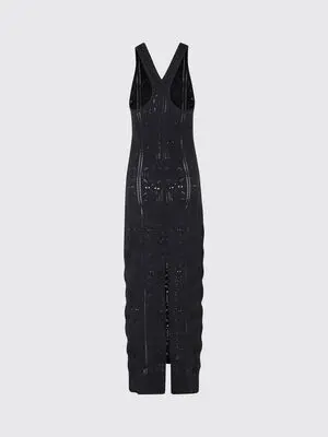 Nanushka Crochet Knit Long Sheath Dress With Thin Straps