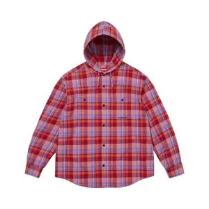 Supreme Hooded Flannel Shirt - Pink