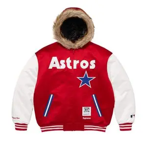 Supreme X Mitchell & Ness Teams Hooded Satin Varsity Jacket