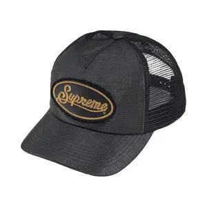 Supreme Raffia Mesh Back 5-panel Cap - Black