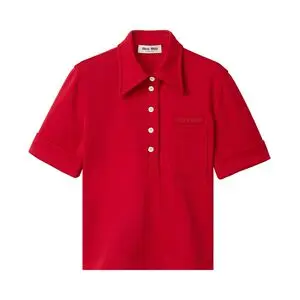 Miu Miu Jersey Polo Shirt 'ruby - Red